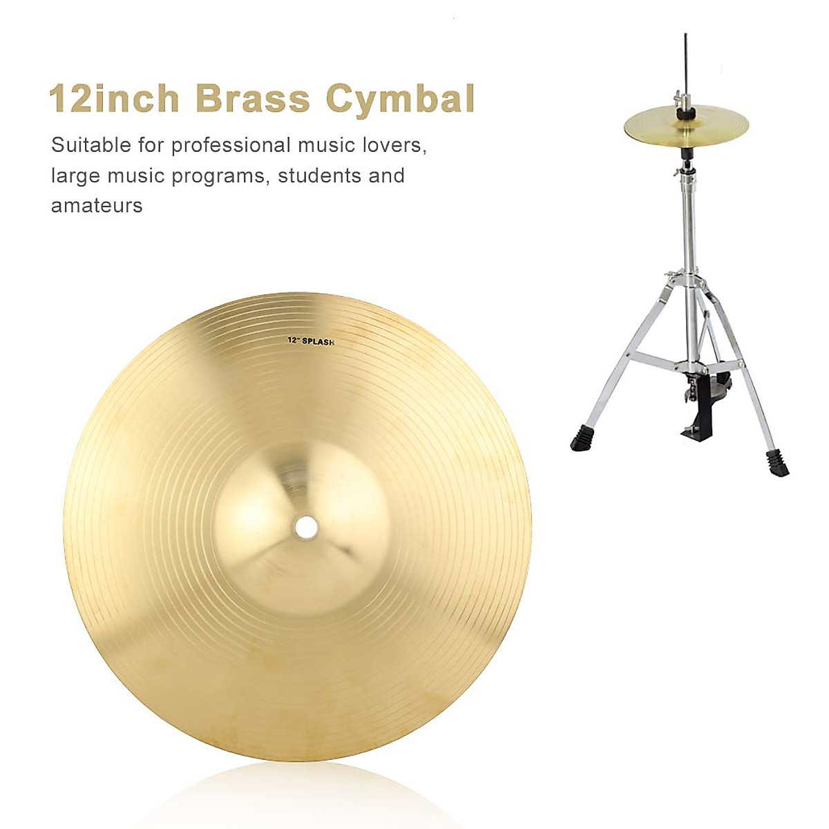 Bnineteenteam 12 inch Crash Cymbal Brass Crash Cymbal Musical Instrument Accessory for Drum Set