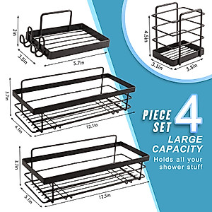 Mqafkpu Adhesive Shower Caddy, 4 Packs Shower Organizer Inside Shower No Drilling, Bathroom Organizer Rustproof Wall Mount Shower Shelves with for Bathroom & Kitchen