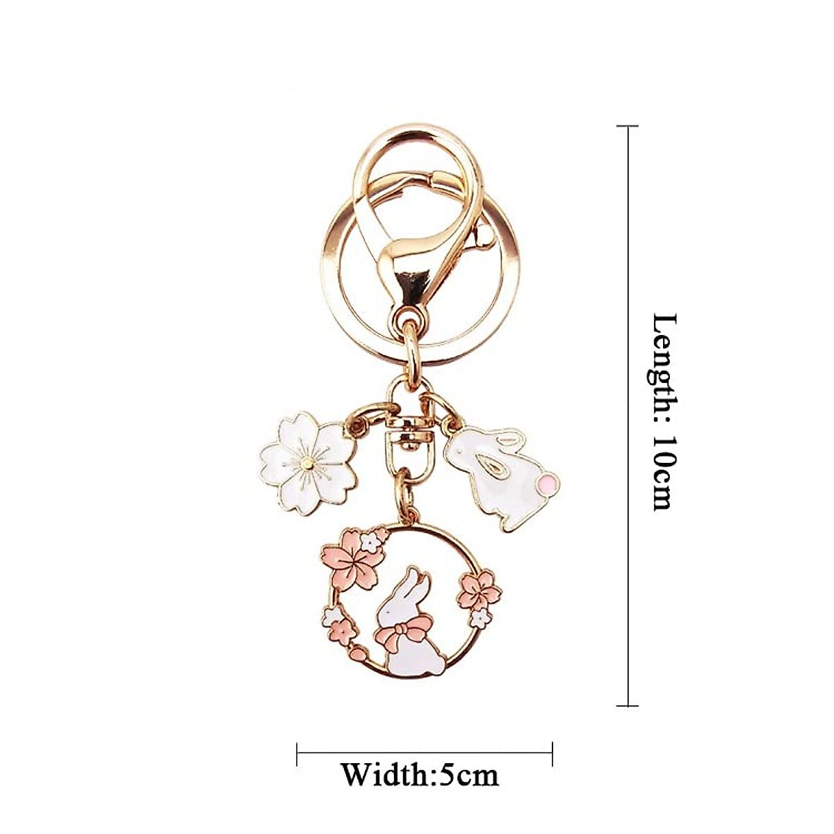 HOLAOCT Cute Keychains Aesthetic Bunny Keychain Accessories Kawaii Cat Key Ring for Women,Keychains Charm for Airpod,Backpack