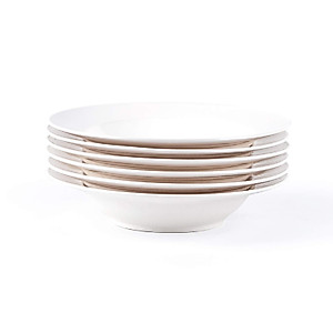 HomeVss, Bone China Rim Shape, Elegance White Pasta/Soup Plate/Bowl 12oz, Case of 6