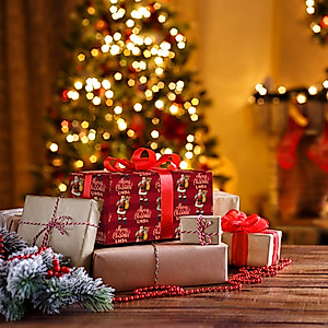 Differ More Custom Name Christmas Wrapping Paper,Personalized Wrapping Paper with Text Santa Claus Design, Christmas Gift Wrap for Adults Kids Boys Girls,Red Christmas Wrapping Paper Roll (58"x 23")