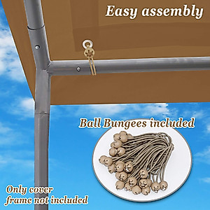 Strong Camel Outdoor 10x20 Replacement Canopy Roof Cover Valanced Carport Covers (10'x20', Tan)