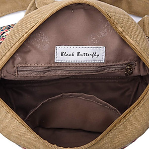 Black Butterfly Bohemian Canvas Daypack Outdoor Fashion Printing Bag Leisure Travel Backpack for Women Girls (A)