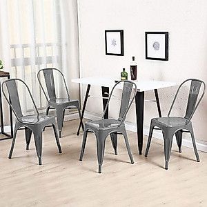 FDW Dining Chairs Set of 4 Indoor Outdoor Chairs Patio Chairs Furniture Kitchen Metal Chairs 18 Inch Seat Height 330LBS Weight Capacity Restaurant Chair Stackable Chair Tolix Side Bar Chairs