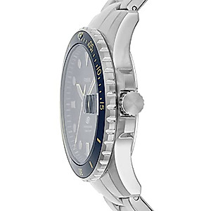Fossil Men's Fossil Blue Quartz Stainless Steel Three-Hand Watch, Color: Silver (Model: FS5949)
