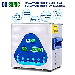 DK SONIC Ultrasonic Cleaner with Digital Timer and Basket for Denture, Coins, Small Metal Parts, Record, Circuit Board, Daily Necessaries, Lab Tools,etc (2L, 110V)