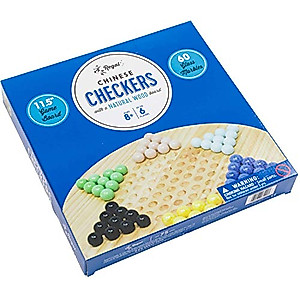 Regal Games - Chinese Checkers -11.5” Natural Wood Game Board with 60 Glass Marbles Assorted, Fun, Family-Friendly Board Game - Ideal for Up to 6 Players Ages 8+