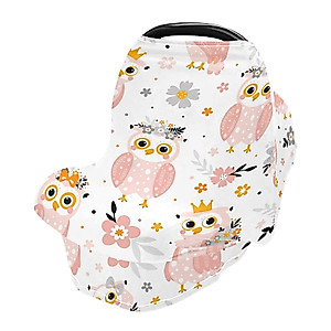 Nursing Cover Breastfeeding Scarf Pink Cute Owl Print- Baby Car Seat Covers, Stroller Cover, Carseat Canopy(8rh3c)