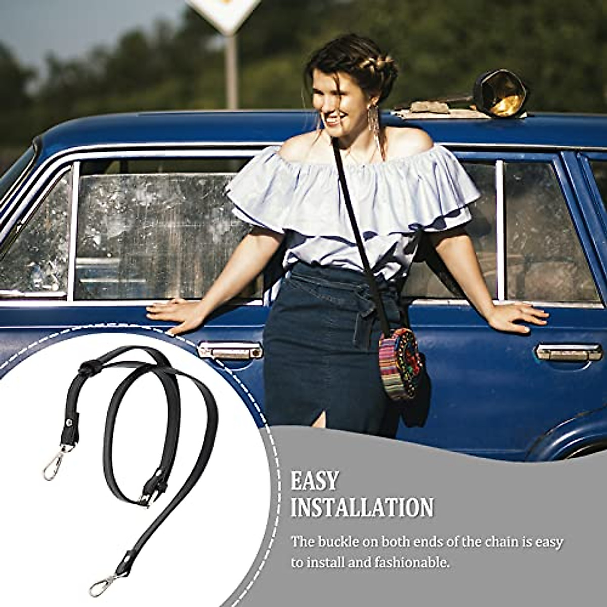 Luxshiny Pu Leather Adjustable Crossbody Strap for Small Bags Purse Wallet Clutch Phone Case Replacement Chain Strap Golden