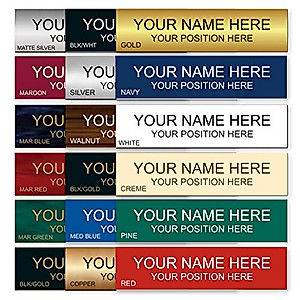 Name Plate Choose Color 2 x 8 - Laser Engraved - CUSTOMIZE. Available in a variety of colors and fonts to match your style. Add a holder / bracket for a professional look.