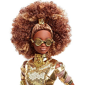 Barbie Collector Star Wars C-3PO x Barbie Doll (~12-inch) in Gold Fashion and Accessories, with Doll Stand and Certificate of Authenticity