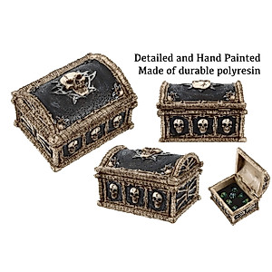 Forged Dice Co. Deluxe Skull and Bones Dice Storage Chest Box - Container Holds up to 10 Sets of Polyhedral Dice or 70 Individual Dice with Foam Insert for Polyhedral 7 Dice Set