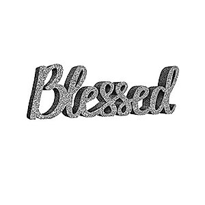 amscan Blessed Script Sign, 1 Piece, 4.5" x 13.75", Silver
