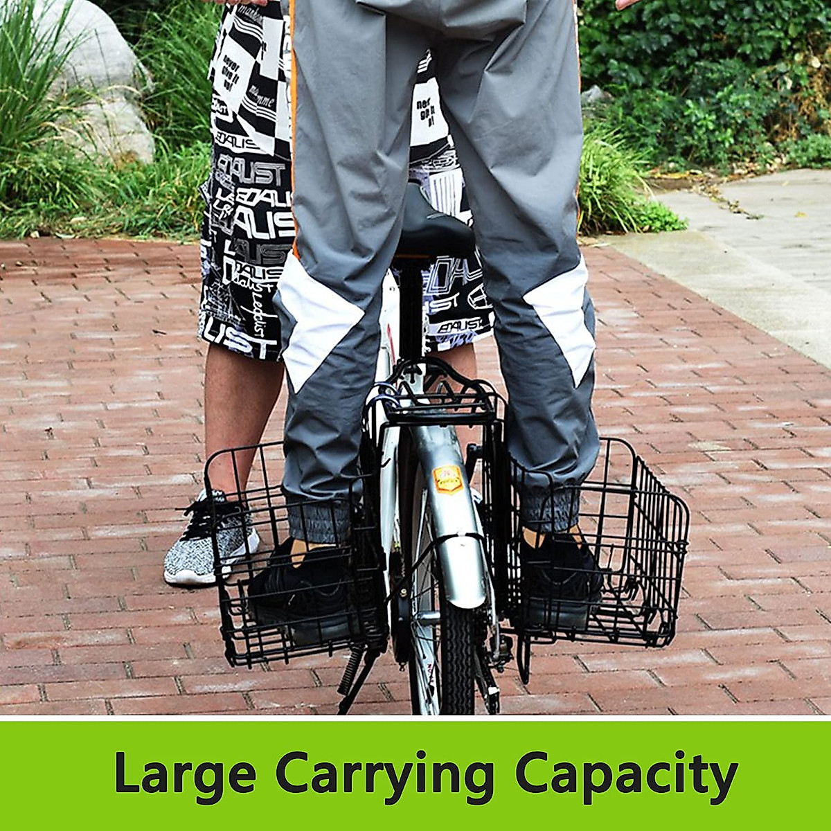 Folding Bike Basket,Cargo Basket for Bike,Removable Front Bag Rear Rack Hanging Bicycle Basket,Collapsible Bike Baskets for Women's and Men's,Mountain Bike Accessories Bike Frame Basket 1 Pack