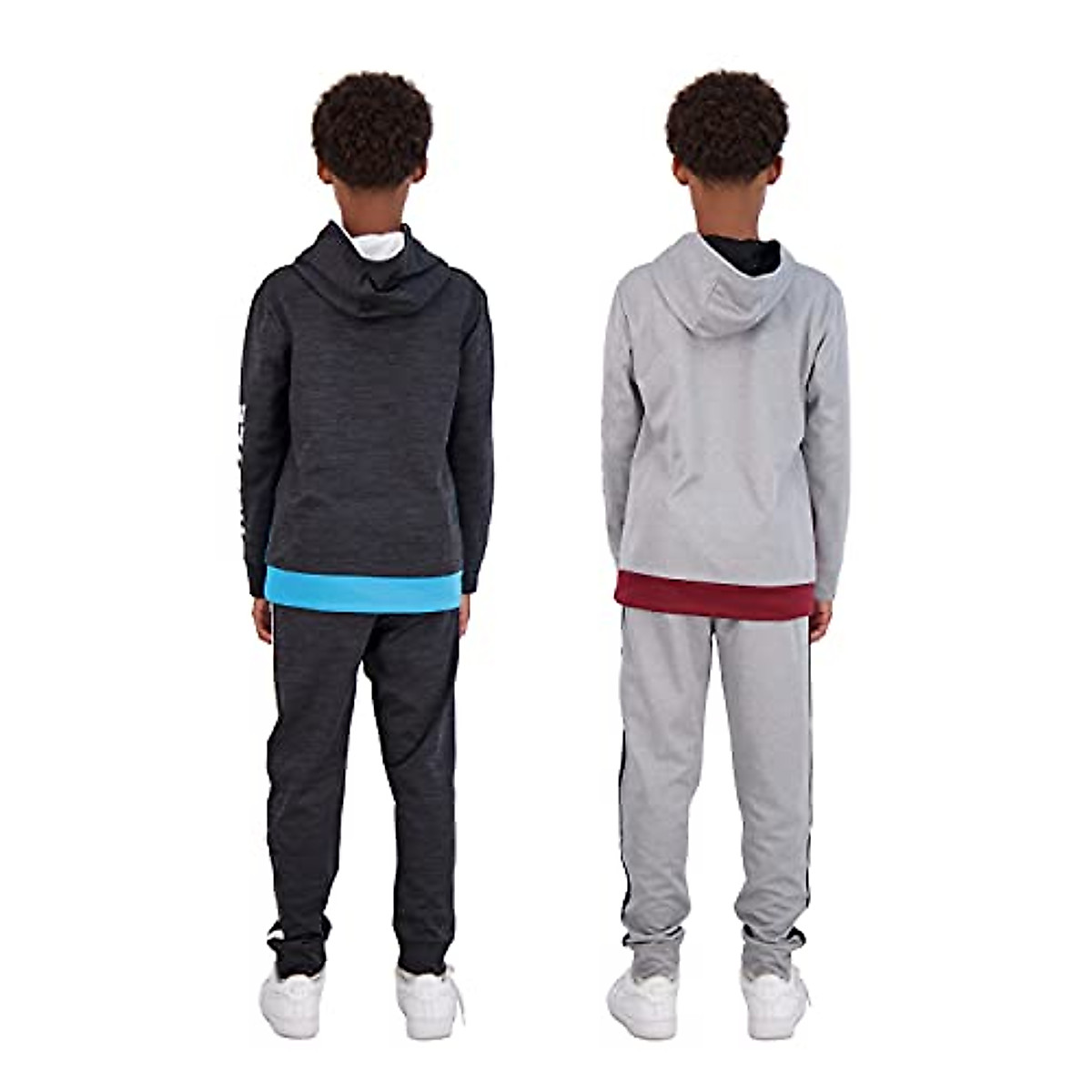Hind Boys 4-Piece Hoodie and Sweatpant Set for Jogging and Track (Maroon-Blue, 5-6, numeric_5)