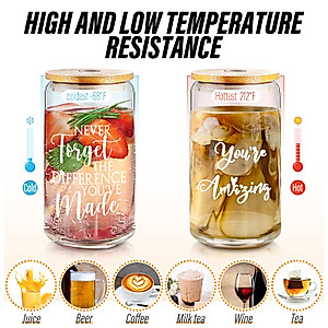 Irenare 10 Pcs Thank You Gift Bulk 17 oz Glass Cup Employee Appreciation Gift Can Shaped Glass Cup with Bamboo Lid Straw for Women Teacher Nurse Graduation