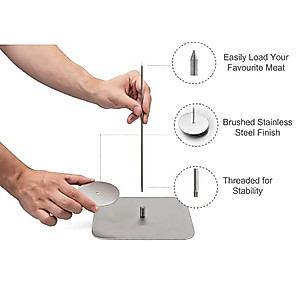 Murray Mallee Vertical Skewer - Al Pastor Skewer for Grill - Barbeque Skewer Rack Brazilian Churrasco BBQ Shawarma Meat Stand Spit - Skewers for Kebabs, Doner, Gyros, Gaucho, Meat Roasting Stick