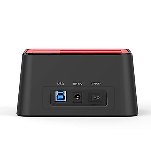 WAVLINK USB 3.0 to SATA I/II/III Dual Bay External Hard Drive Enclosure Docking Station, Caddy Reader for 2.5/3.5 inch SATA HDD SSD, 2x16TB and UASP Offline Cloner, Disk Duplicator Function- Red