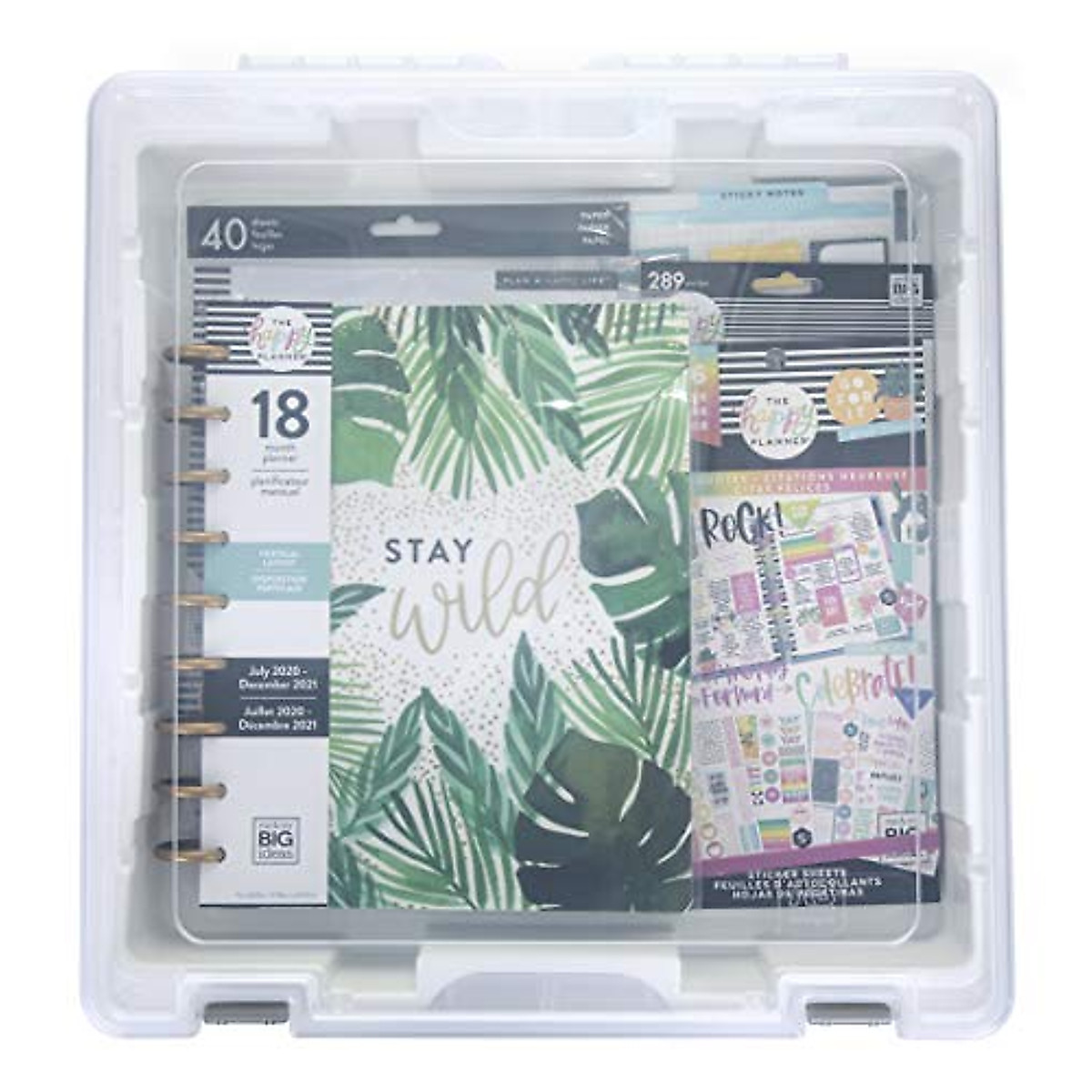 AB Designs 6899ABD Super Satchel Double Deep with Lift-Out Tray and Removable Dividers, Stackable Home Storage Organization Container, Clear with Sliver Latches and Handle