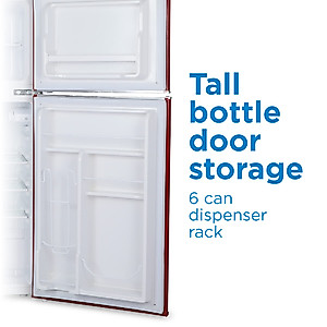 Commercial Cool CCRRD45HR 4.5 Cu. Ft True Freezer, Vintage Style, Retro Fridge with 2 Slide-Out Glass Shelves,Red Refrigerator