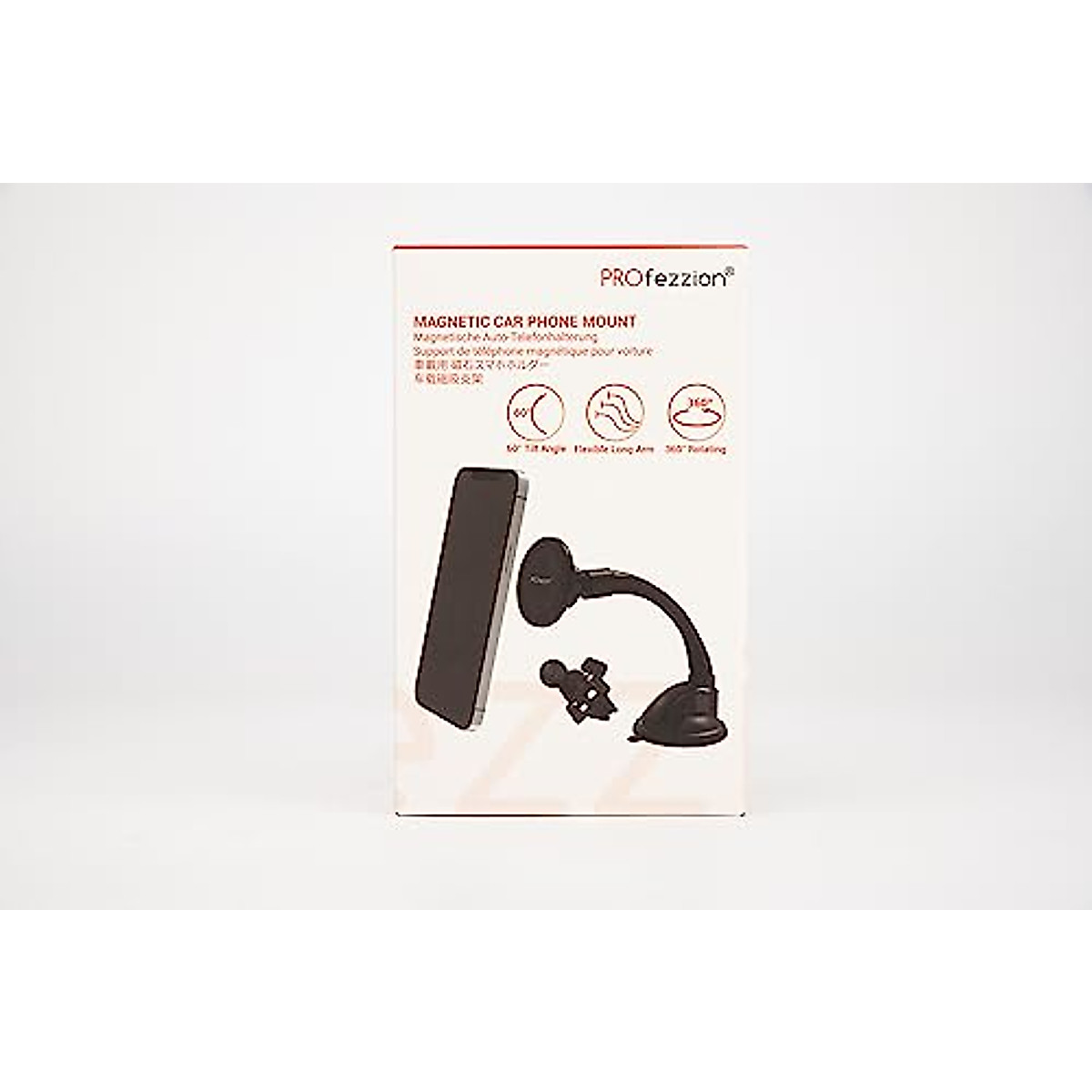 PROfezzion Suction Cup & Vent Clip Combo Magnetic Phone Holder Compatible with MagSafe on Car Windshield, Dash or Vent for iPhone 15 14 13 12 Pro Max Plus, Mag-Safe Case & All Phones [Aluminum Rod]