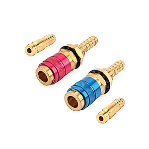 Luckyweld Tig Torch Quick Connect Fittings Set, 2Pcs Water Cooled Gas Adapter Fitting Red and Blue Tig Quick Connect Adapter for MIG TIG Welder