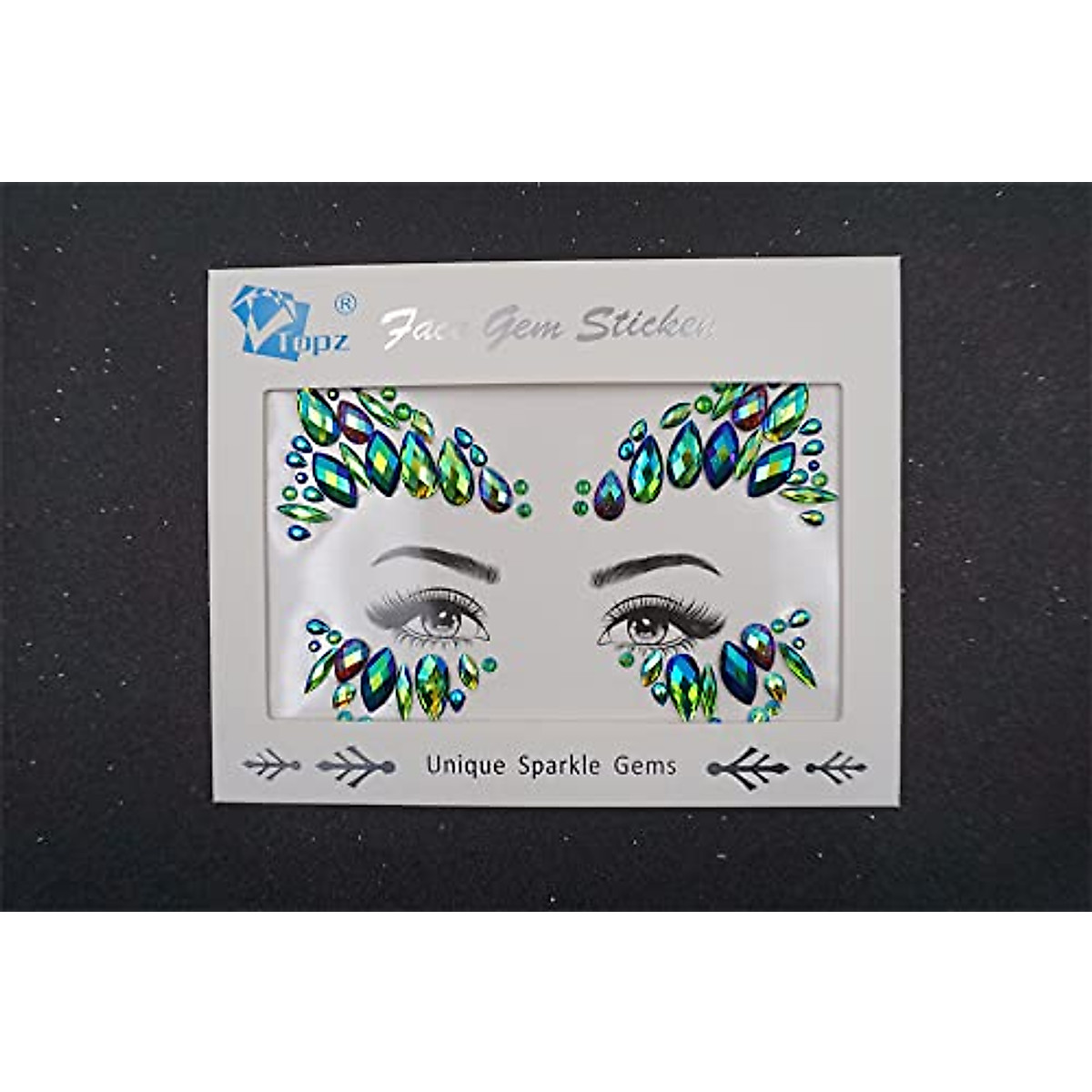 Face Jewels festival halloween face Tattoo body gems Bindi Glitter Eyes rhinestone Forehead Sticker DIY Face Decoration Face Gems Rhinestone Temporary Tattoo Sticker(emerald ab/SR14)