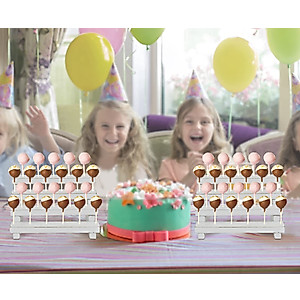 Anwelynd Pack 2 Cake Pop Stand Holder for Display, 44 Hole Solid Wood Lollipop Stand Holder for Weddings Baby Showers Birthday Parties Anniversaries Cake Pop Holder Cake Pop Stand