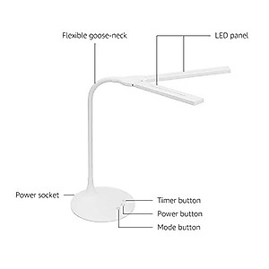 Amazon Basics Dual Head LED Desk Lamp, 3 Lighting Modes with 40-minute Timer and Touch Control - 48 LEDs, White