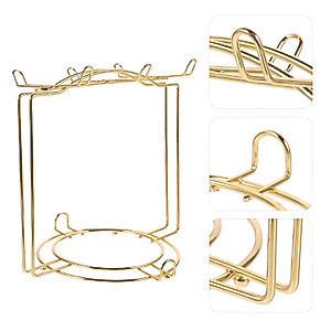 Cabilock Coffee Cup Holder with 6 Hooks, Stainless Steel Cup Holder Stand, Coffee Counter Bar Accessory (Golden)