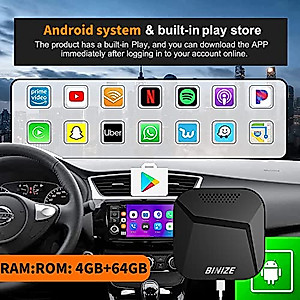 Binize Android 12 Multimedia Video Box Support Wireless Carplay&Android Auto, Carplay AI Box Carplay Streaming Support YouTube,Netflix