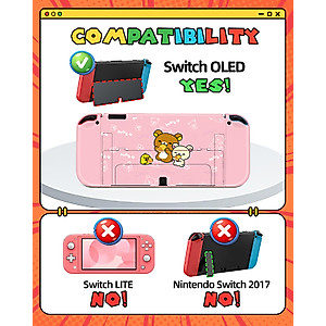 Xinocy (2in1 for Nintendo Switch OLED Case +24 Switch Game Holder Cute Cartoon Bear Slim Protective Cases Soft Shell for Kids Boys Teens Girls Girly Design Funny Aesthetic Covers for Switch OLED 2021