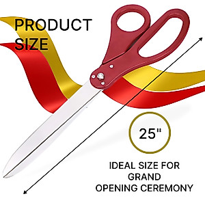 YARRD Grand Opening Ceremony Kit – 25" Giant Red Scissors with Red and Gold Satin Ribbons Grand Opening Ribbon Cutting Ceremony Kit for Special Events Inaugurations and Ceremonies