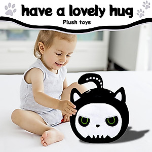 Halloween Black Cat Plush,11inch Black Cat Plushies Toys Stuffed Animal Pillows Cute Skeleton Black Cat Plushie Doll Toys,Collectible Gifts for Kid Fans Aldults Birthday Gifts,Halloween Home Decor