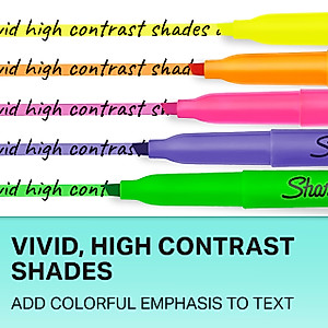 SHARPIE Pocket Style Highlighters, Chisel Tip, Assorted Fluorescent, 12 Count