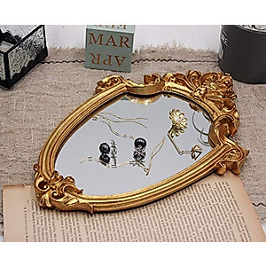 Funerom Vintage 11.6 x 9 Inch Decorative Wall Mirror Gold Shield Shape