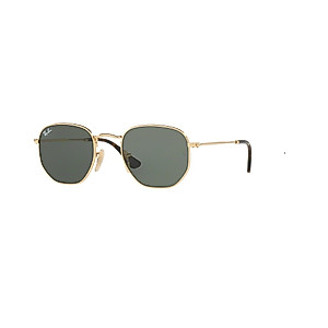Ray-Ban RB3548N Hexagonal 001 54M Gold/Green Sunglasses for Men For Women (Large)+ BUNDLE with Designer iWear Eyewear Kit