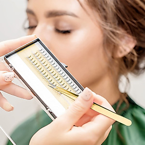 6 Pieces Eyelash Extension Tweezers, Straight and Curved Tip Stainless Steel Tweezers Nippers Volume Lash Tweezers for Eyelash Extensions False Lash Application Tools (Gold)