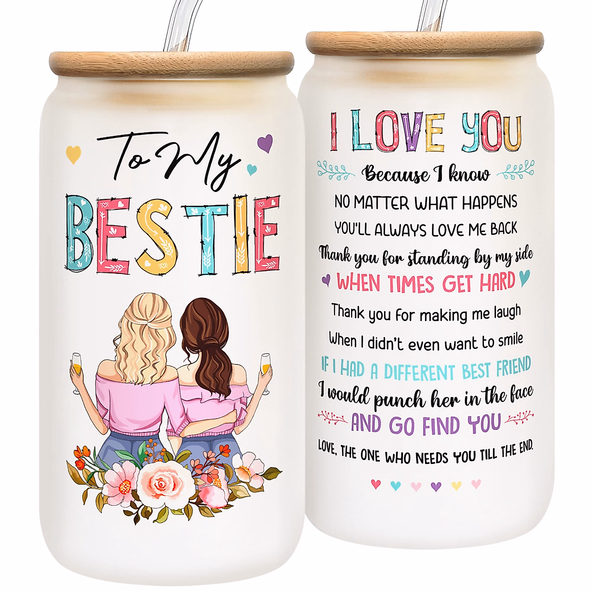 Gifts for Best Friends Women Birthday - Friend Gifts for Women, Gifts for Friends Female, Gifts for Best Friends - Gifts for Women Friendship - Gag BFF Bestie Gifts for Women - Funny Can Glass
