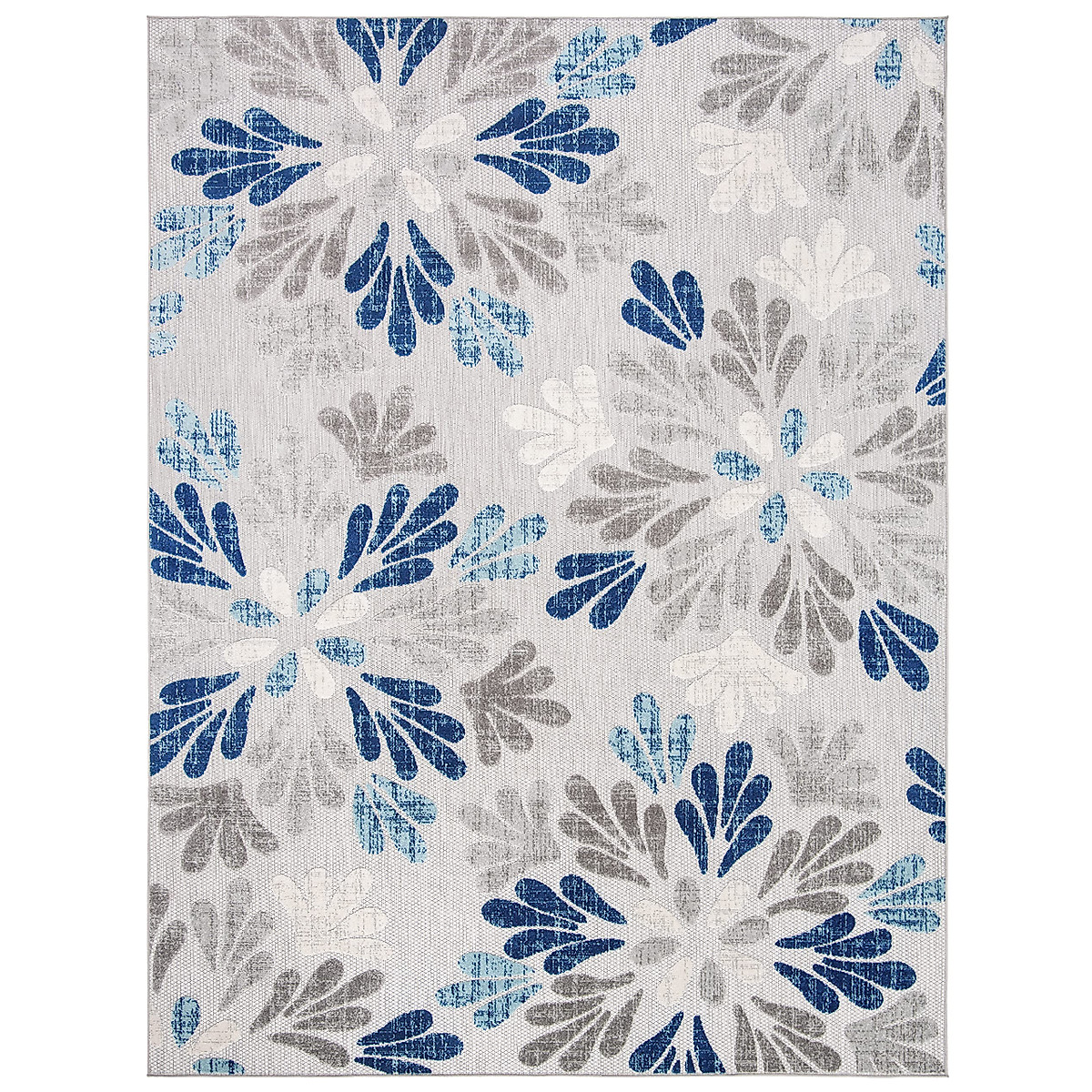 SAFAVIEH Cabana Collection Area Rug - 8' x 10', Grey & Blue, Floral Design, Non-Shedding & Easy Care, Indoor/Outdoor & Washable-Ideal for Patio, Backyard, Mudroom (CBN800F)