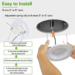 hykolity 12 Pack 5/6 Inch LED Recessed Lighting, Baffle Trim, CRI90, 15W=100W, 1100lm, 5000K Daylight White, Dimmable Recessed Lighting, Damp Rated LED Recessed Downlight, ETL Listed