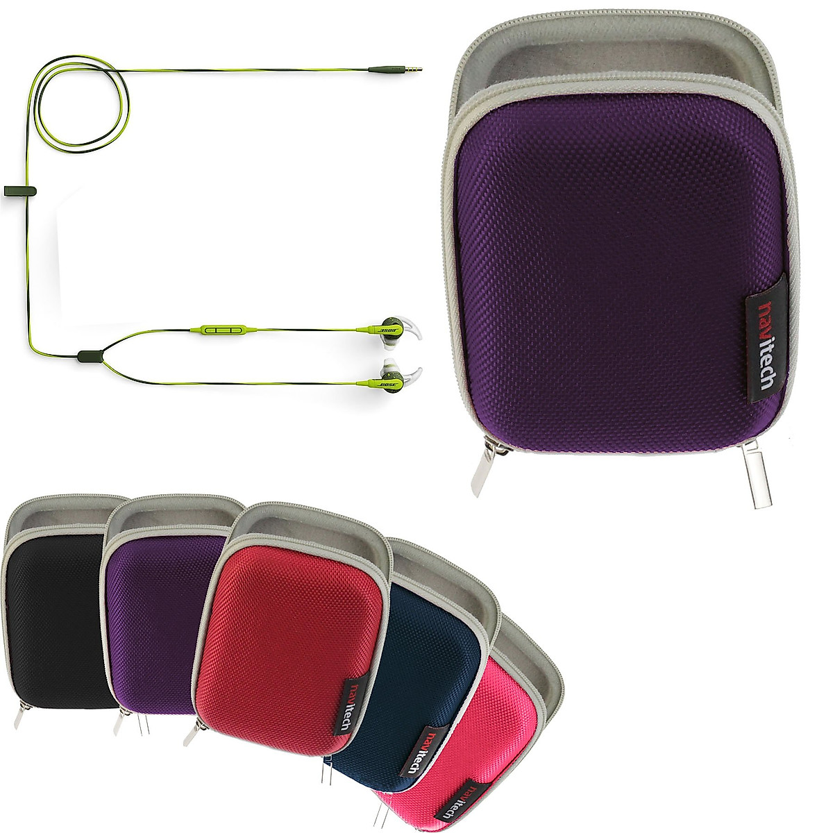 Navitech Purple Hard Protective Earphone/Headphone Case Compatible With Bose SoundSport Pulse Wireless Headphones