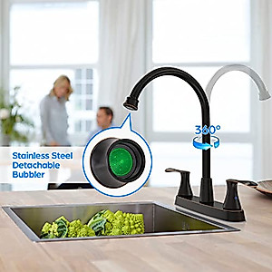Kitchen Faucets for Sink 3 Hole,2-Handle Kitchen Faucet with Side Sprayer,Oil-Rubbed Bronze Kitchen Sink Faucet,4 Hole Faucet for Kitchen Sink Stainless Steel