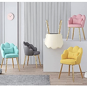 SJIALEN Dining Chairs Set of 2,Modern with Metal Chair Legs Bedroom Marriage Room Balcony Sofa Chair Dressing Table Makeup Chair Kitchen Chair (Color : White, Size : 77 * 50 * 40cm)