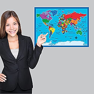 Palace Learning 3 Pack - World & USA Map Chart [Blank Short] + Numbers 1-100 Poster for Kids (LAMINATED, 18” x 24”)