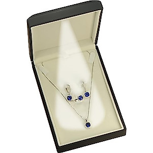 The Jewellery Pak LED Black Necklace Pendant Box for Engagement, Wedding…Luxury LED Necklace Earrings Sets Jewelry Gift Holder Box with Light for Men for Women