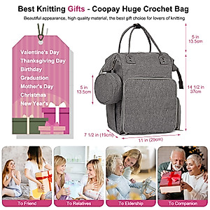 Coopay Huge Crochet Bag Backpack, Travel Knitting Bag Huge Yarn Storage Organizer Bags for Unfinished Project, Crochet Hooks, Knitting Needles, Skein Yarn, Knitting & Crochet Supplies - No Accessories
