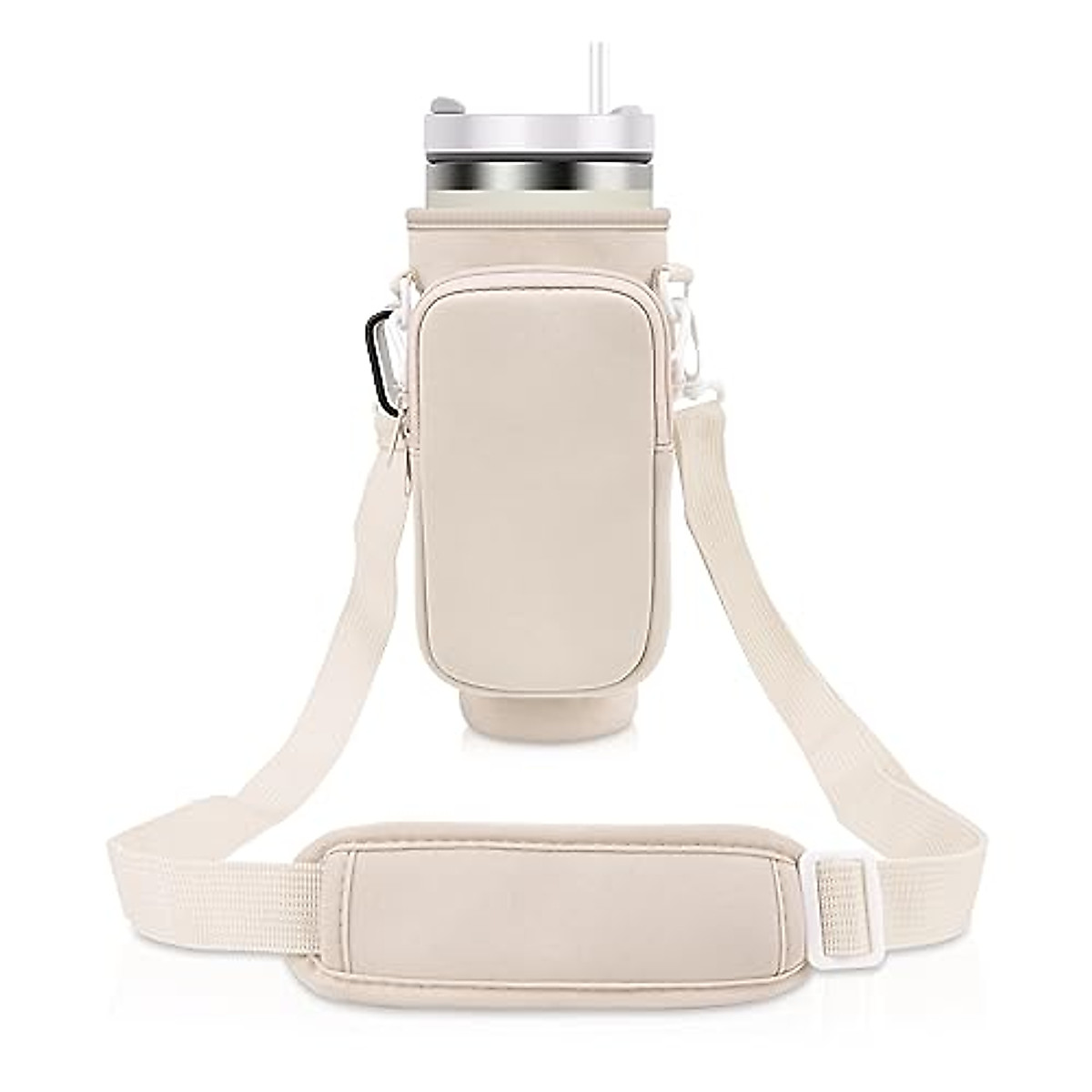 Water Bottle Carrier Bag with Pouch Compatible with Stanley 40oz Tumbler with Handle, Water Bottle Pouch for Stanley Quencher H2.0 Flowstate, Stanley Adventure Quencher, Simple Modern 40 oz Tumbler