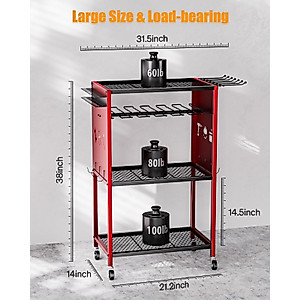 FHXZH Power Tool Organizer with Wheels - Garage Power Tools Storage Cart, Large Rolling Drill Holder Cordless Battery Storage, Heavy Duty Floor Standing Utility Rack Gift for Men, Husband, Father