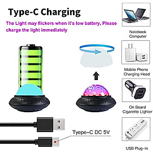 KisMee Disco Party Light Night Light 2 in 1 Flashes with Music Sound Activated Multicolor Disco Ball Rechargeable Battery Operated RBG Mini Disco Ball Entertaining Atmosphere for Car Room(4 Pack)…